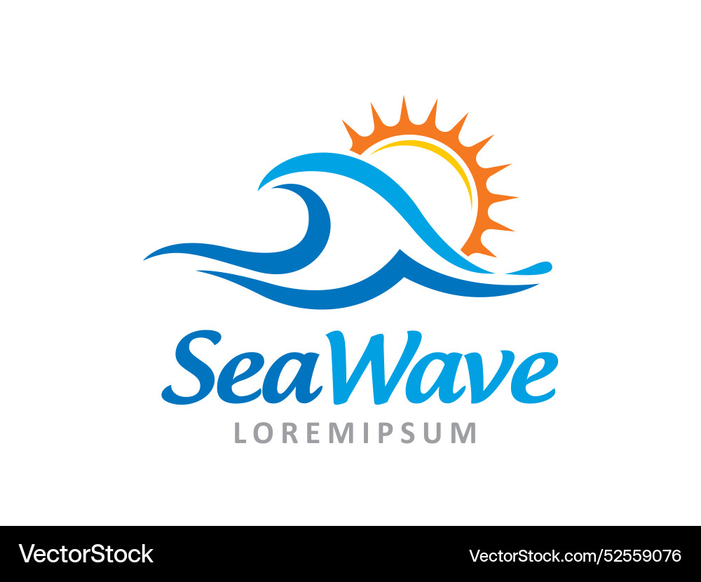 Sea wave and sun logo symbol or icon template Vector Image