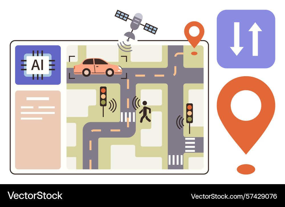 Smart city ai navigation system with satellite Vector Image