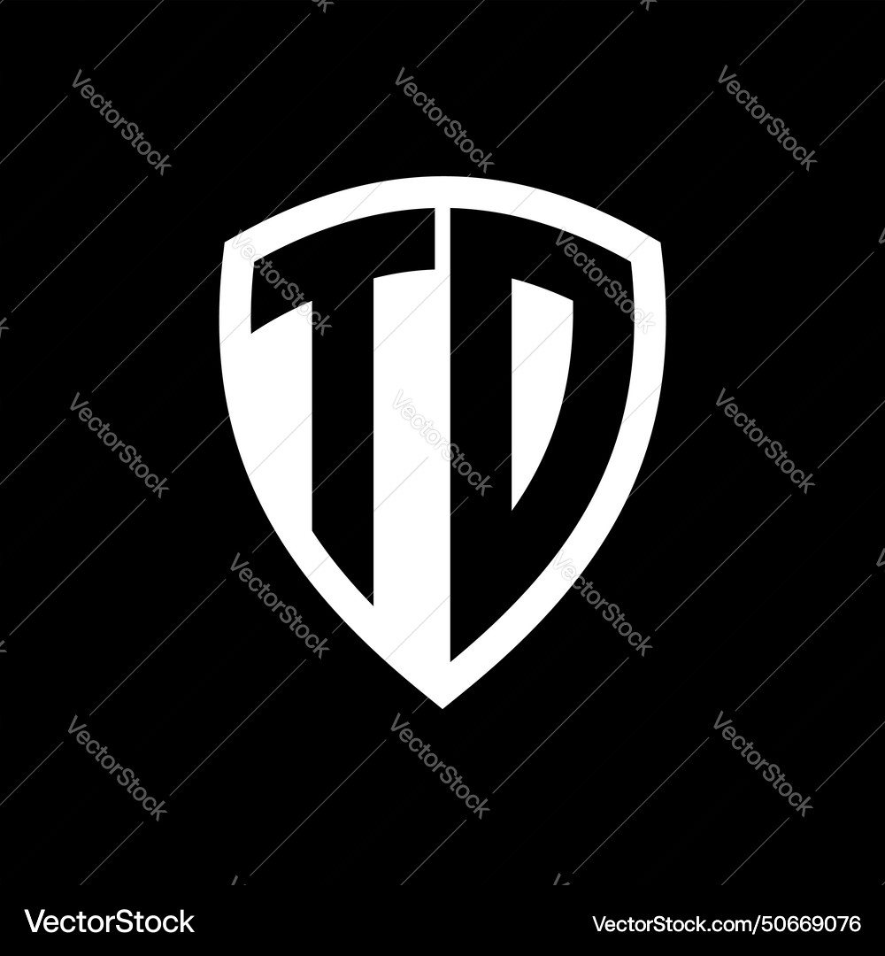 Td monogram logo with bold letters shield shape Vector Image