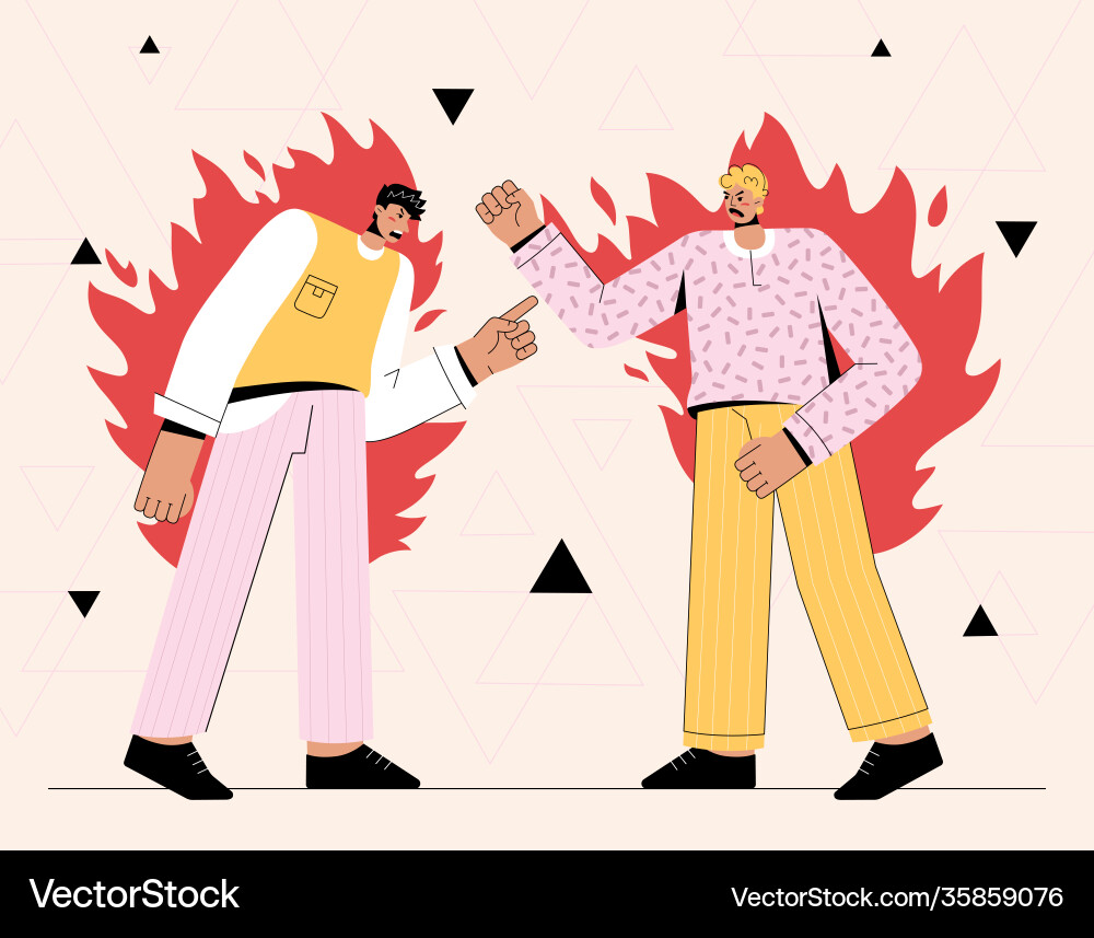 Two angry men shouting at each other Royalty Free Vector