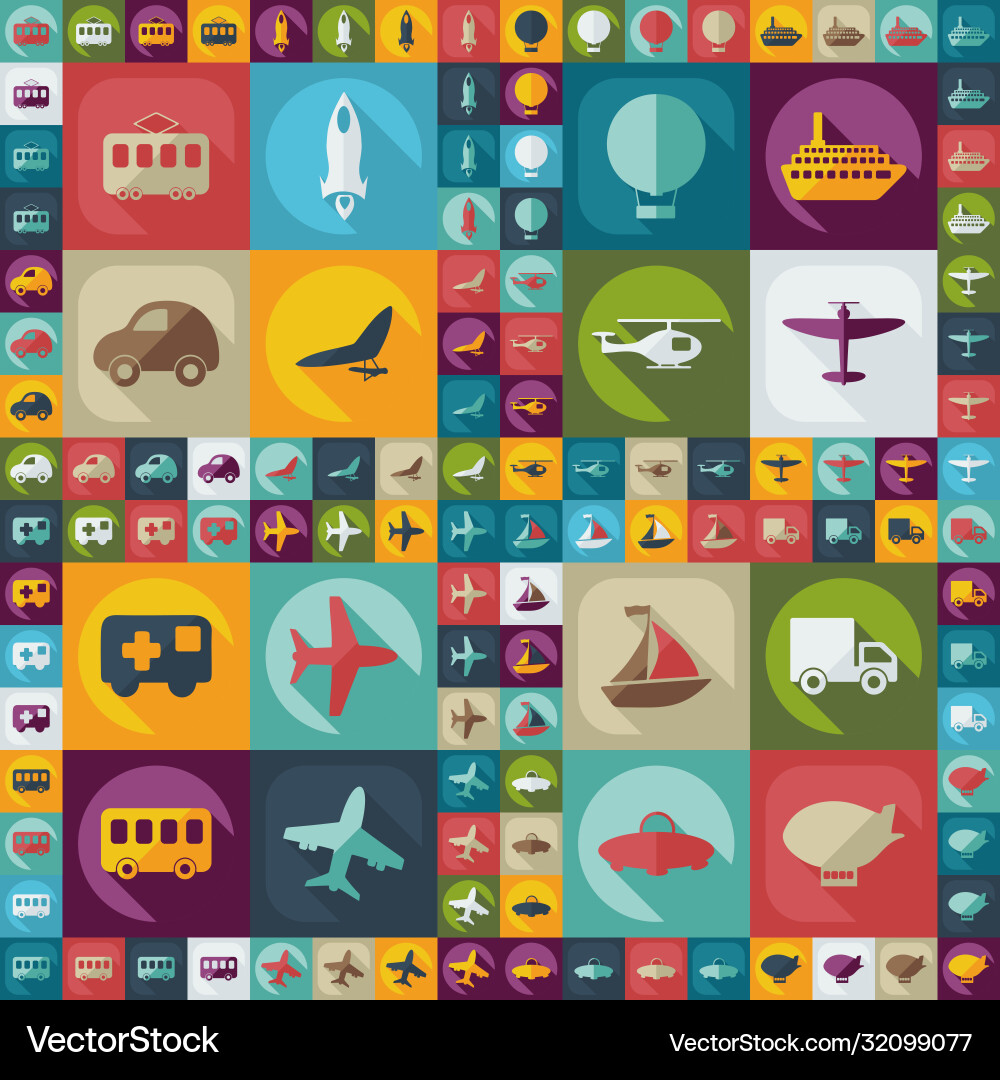 Assembly icons transport delivery set Royalty Free Vector