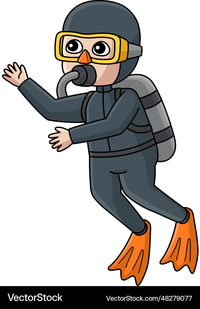 Boy scuba diving cartoon colored clipart Vector Image