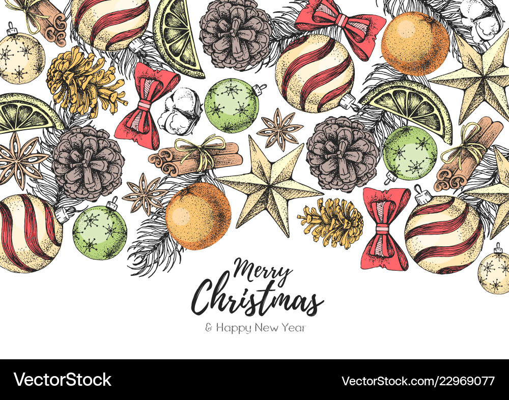 Christmas holiday hand drawing poster Royalty Free Vector