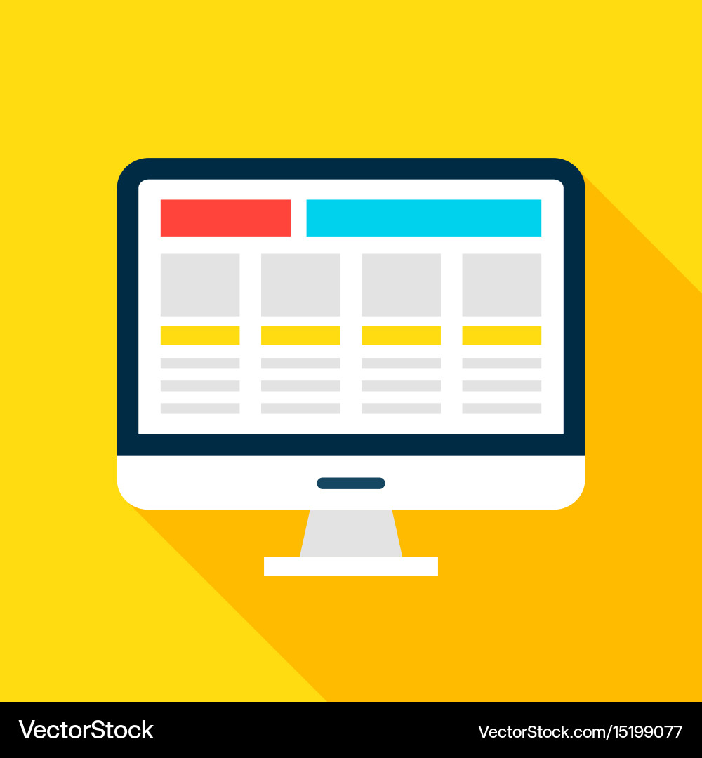 Computer screen flat icon Royalty Free Vector Image
