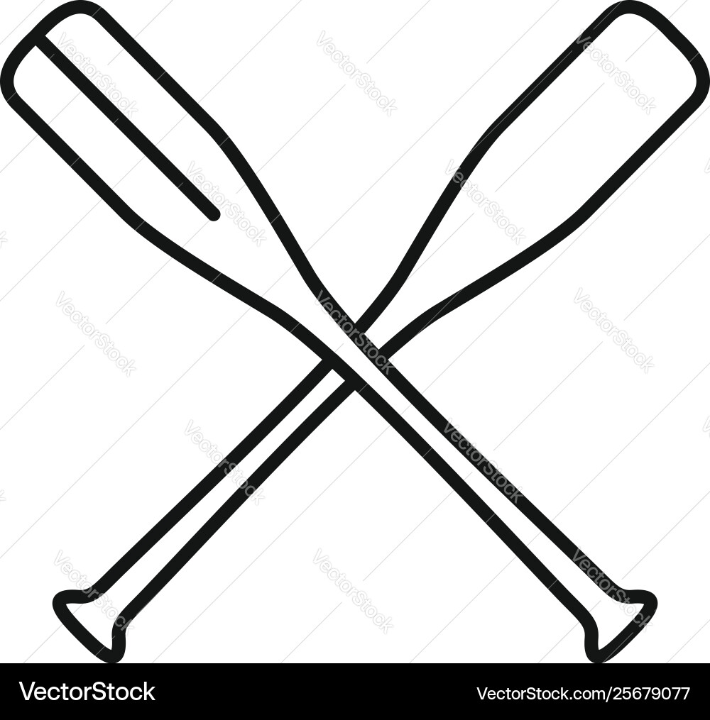 Crossed wood paddle icon outline style Royalty Free Vector
