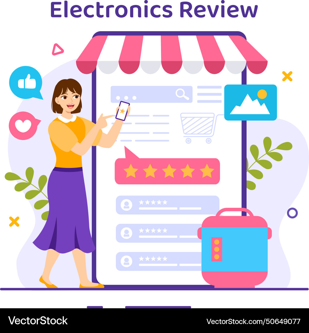 Electronics review with customer rating quality Vector Image
