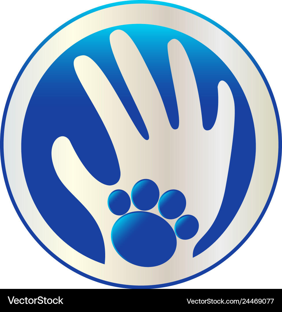 Hand and paw dog logo Royalty Free Vector Image