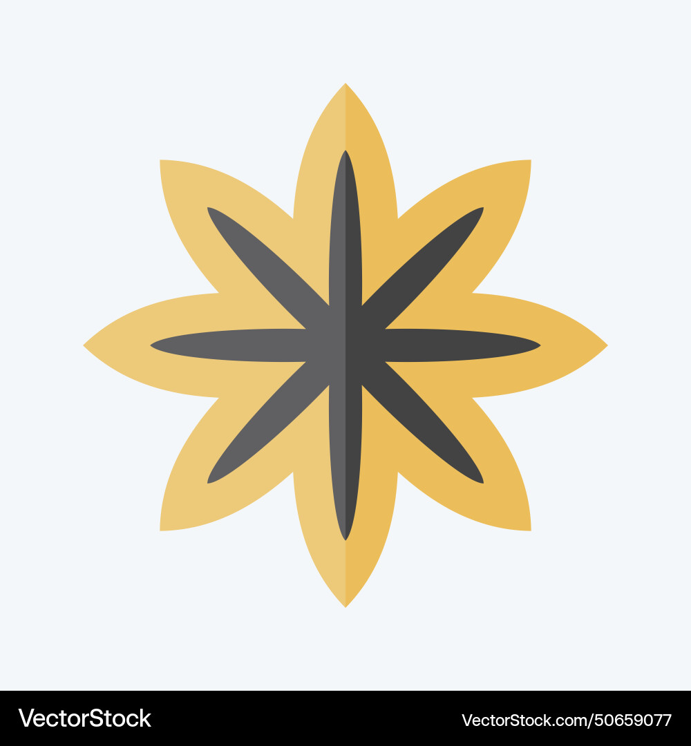 Icon star anise related to spice symbol flat Vector Image