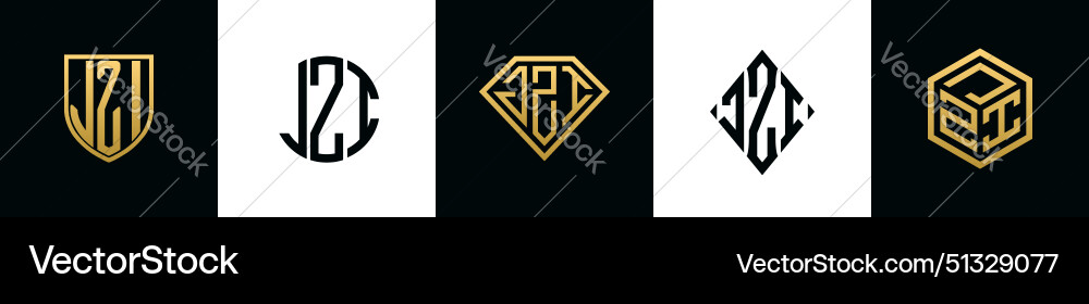 Initial letters jzi logo designs bundle Royalty Free Vector