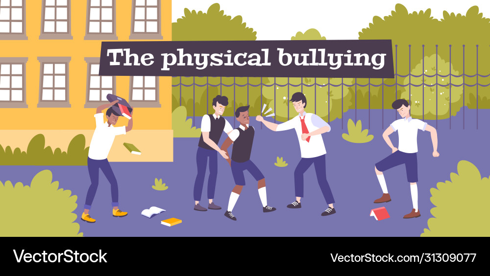 Physical violence bullying composition Royalty Free Vector