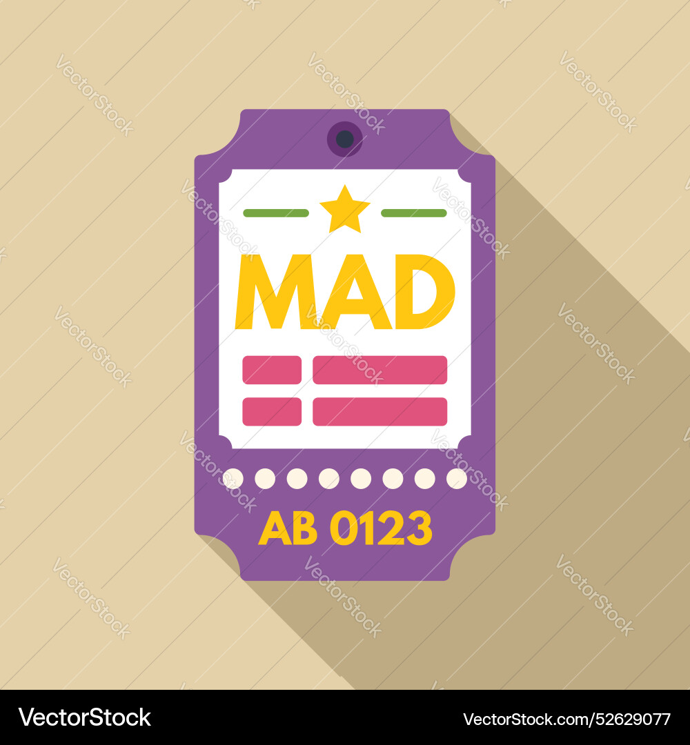 Purple ticket granting access to mad event icon Vector Image
