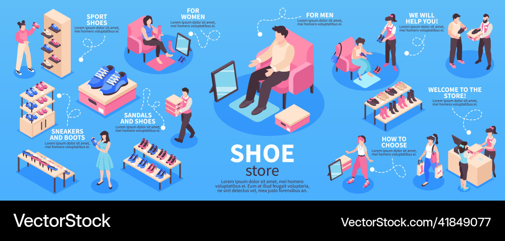 Shoe store infographics Royalty Free Vector Image