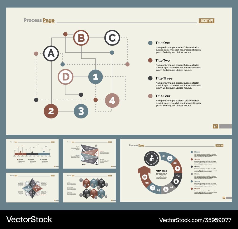 Six workflow slide templates set Royalty Free Vector Image Six workflow slide templates set Royalty Free Vector Image