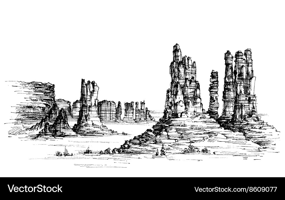 Wild west iconic landscape Royalty Free Vector Image