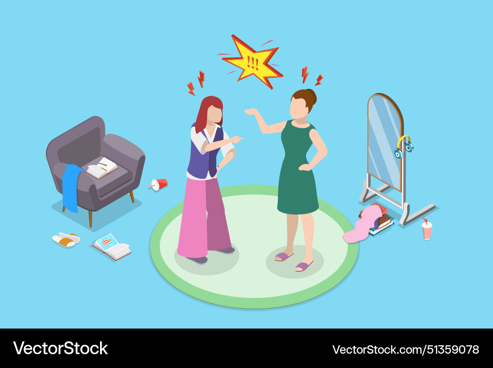 3d isometric flat of irritated Royalty Free Vector Image