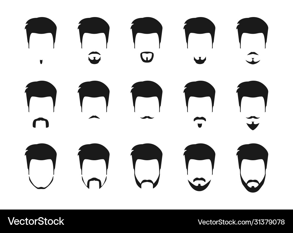 Black beard set in vintage style isolated Vector Image