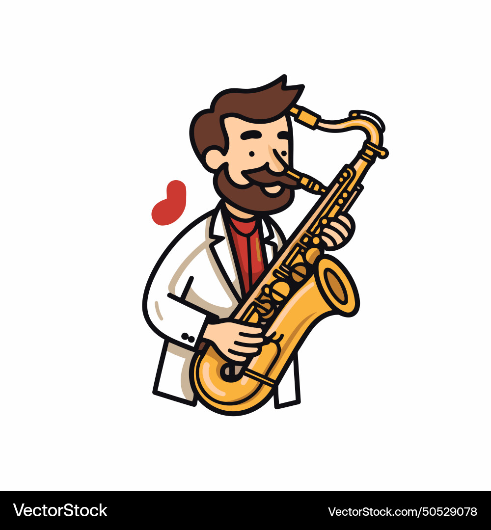 Cartoon saxophonist with a saxophone Royalty Free Vector