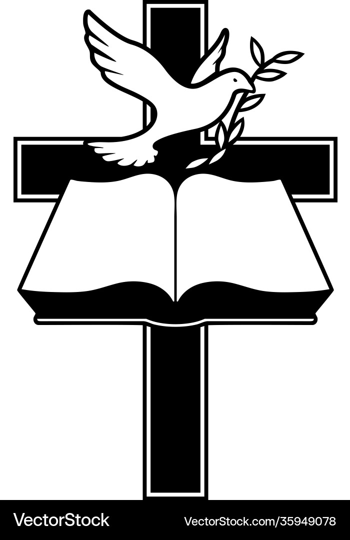Christian Cross with Bible & Dove Royalty Free Vector