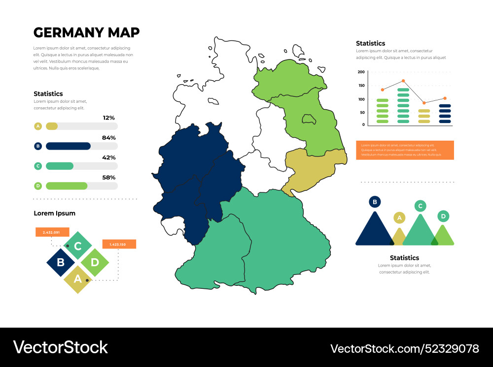 Linear germany map infographic Royalty Free Vector Image