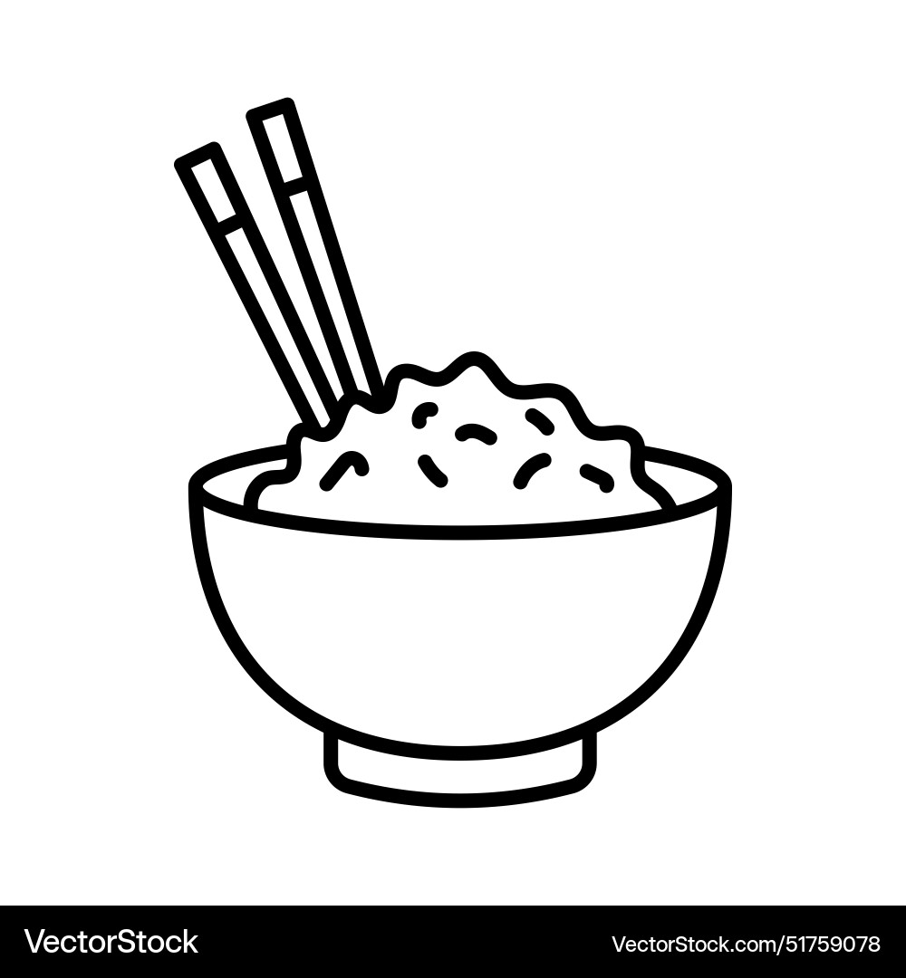 Rice bowl icon with and chopsticks Royalty Free Vector Image