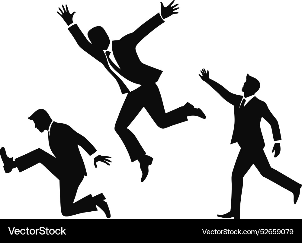 Business people jumping and falling silhouette 3 Vector Image