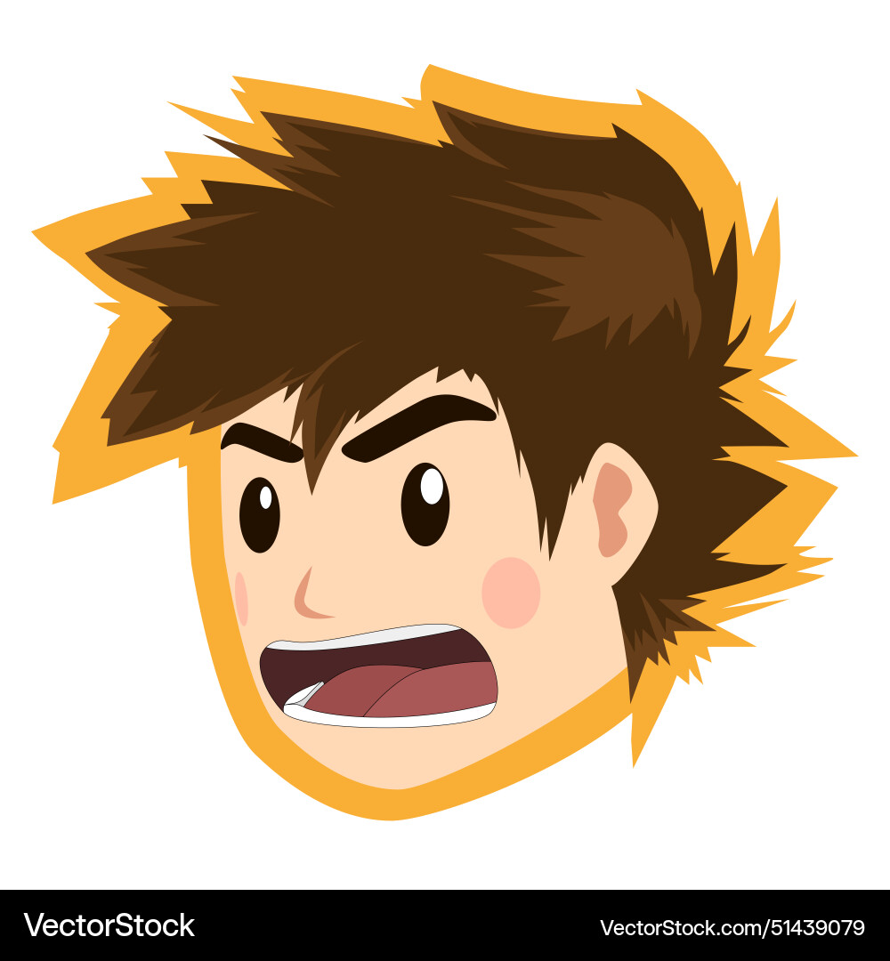 Face boy open your mouth and shout Royalty Free Vector Image