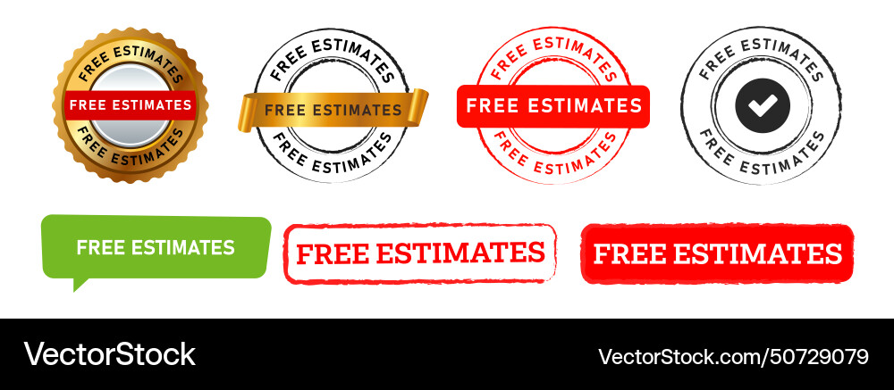 Free estimates rectangle circle stamp and gold Vector Image