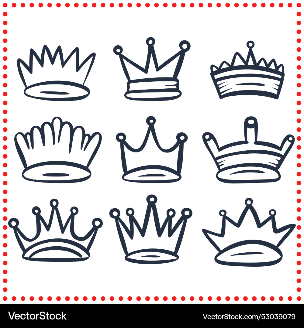 Hand drawn royal crown set perfect for elegant Vector Image