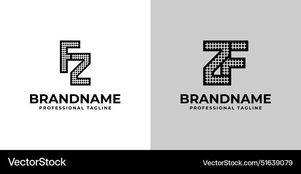 Letters fz and zf dot monogram logo suitable Vector Image