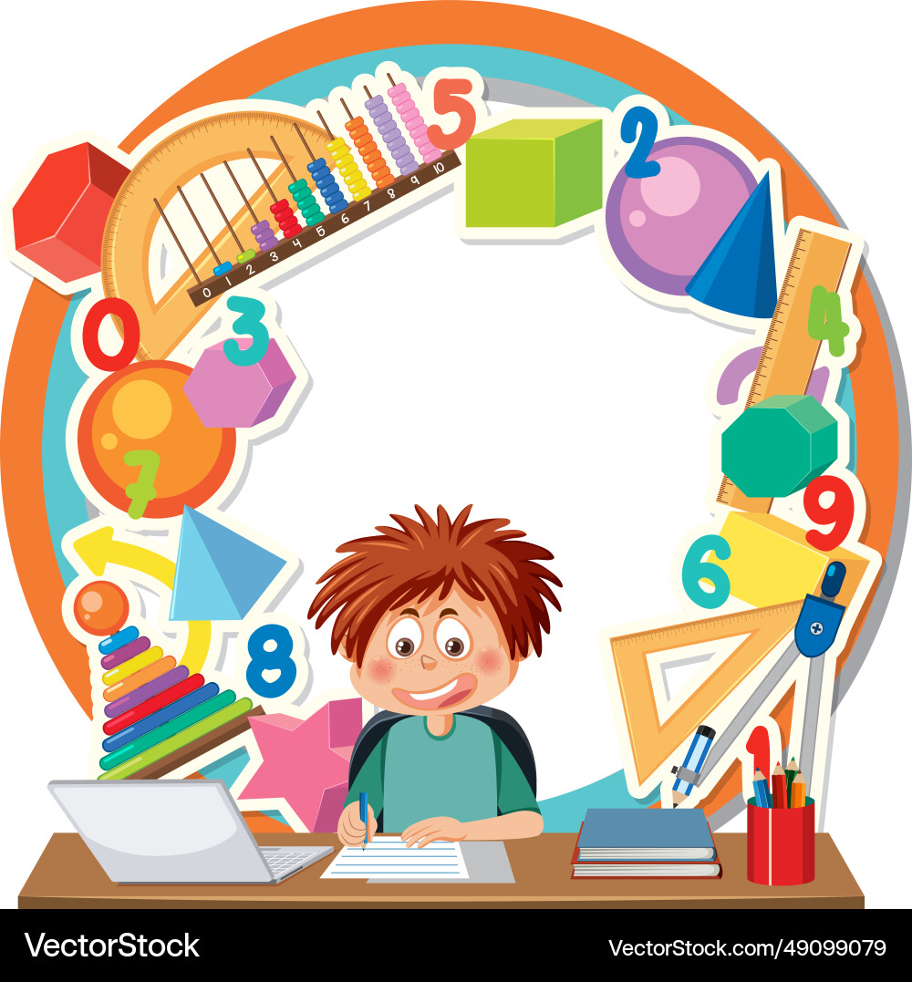 Student Studying Math Clipart