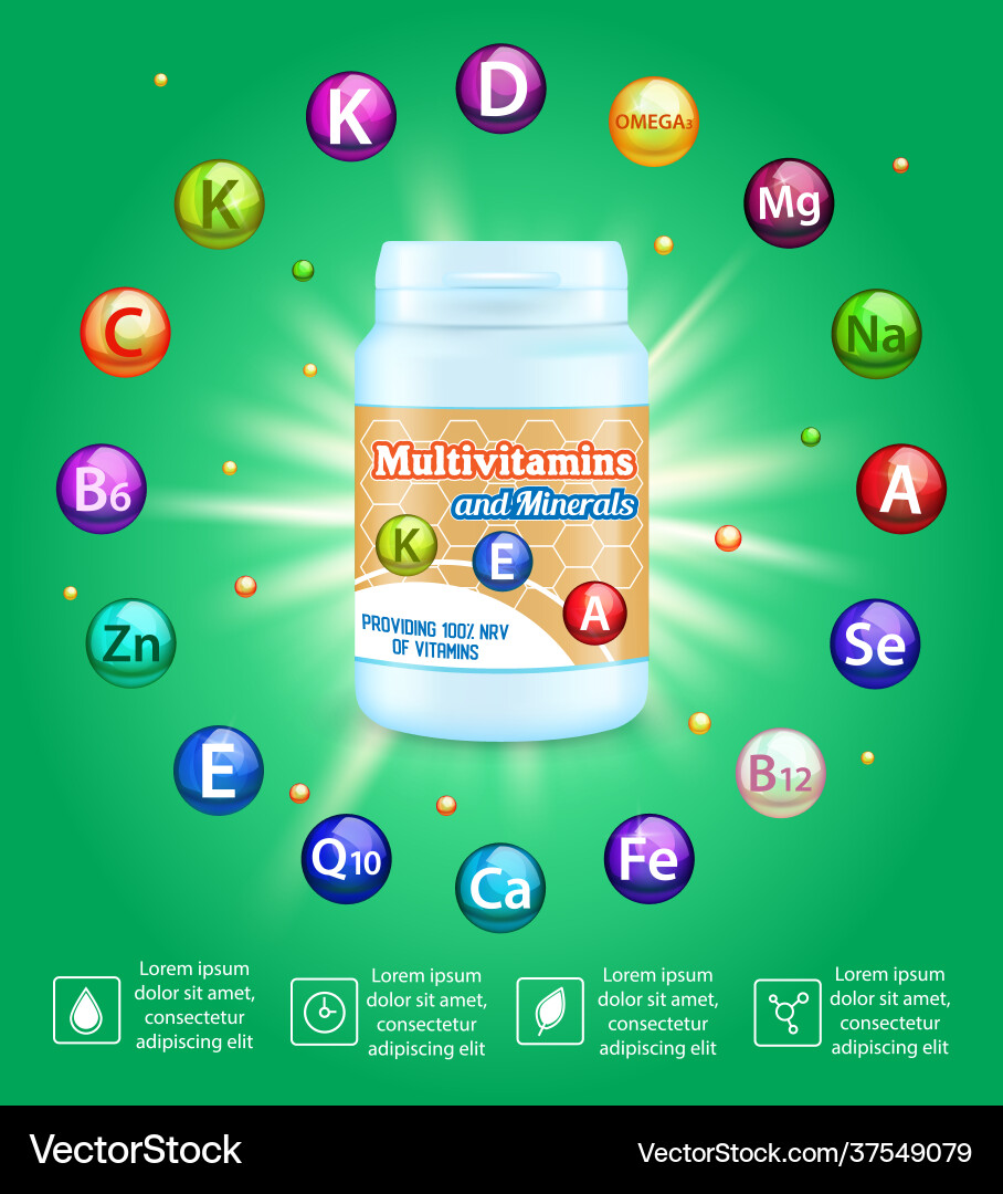 Multivitamin Supplement Poster Royalty Free Vector Image