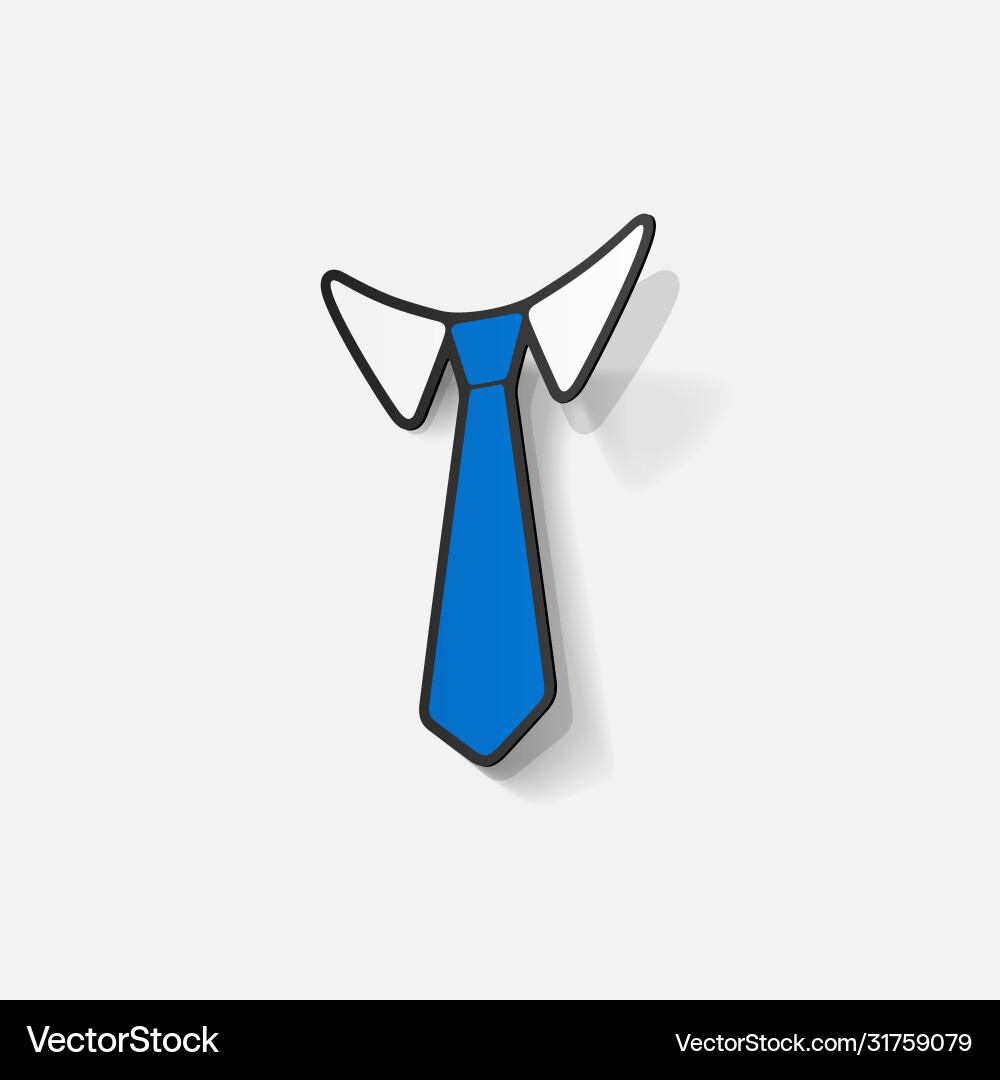 Realistic paper sticker necktie Royalty Free Vector Image