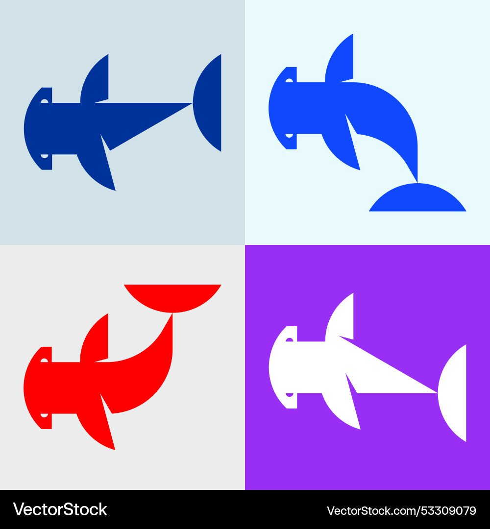 Set of hammerhead shark logo Royalty Free Vector Image