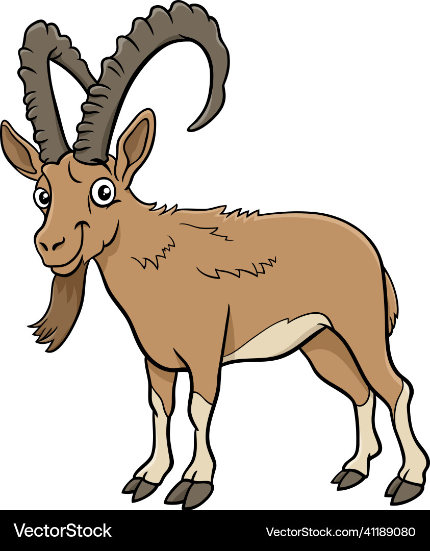 Cartoon ibex comic animal character Royalty Free Vector