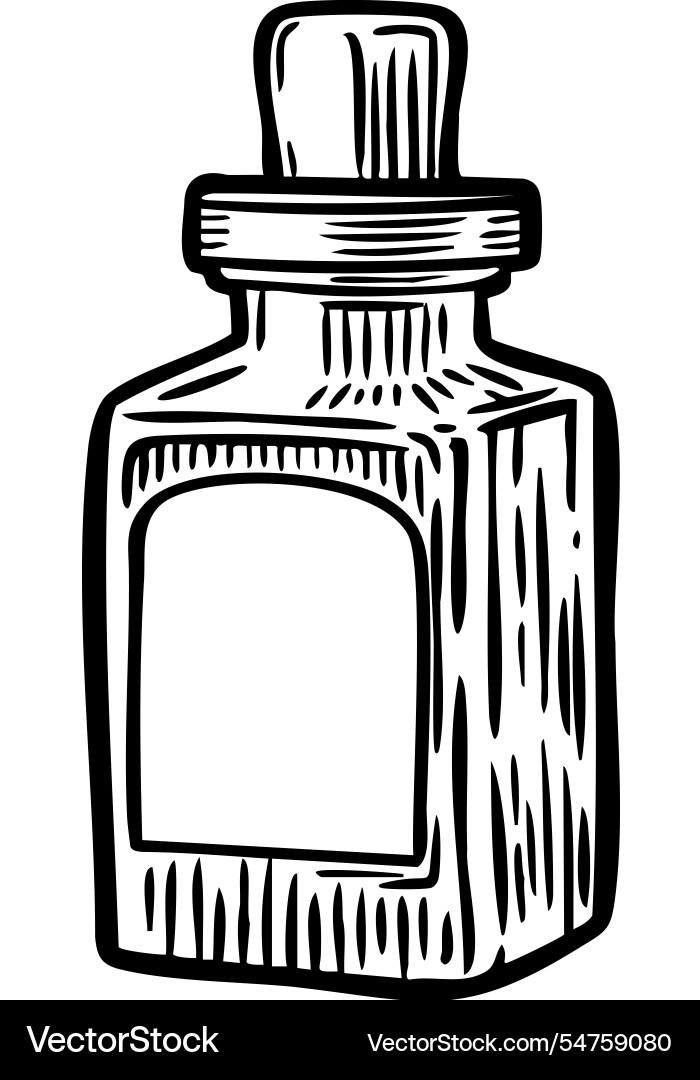 Cute bottle with empty label three quarters view Vector Image