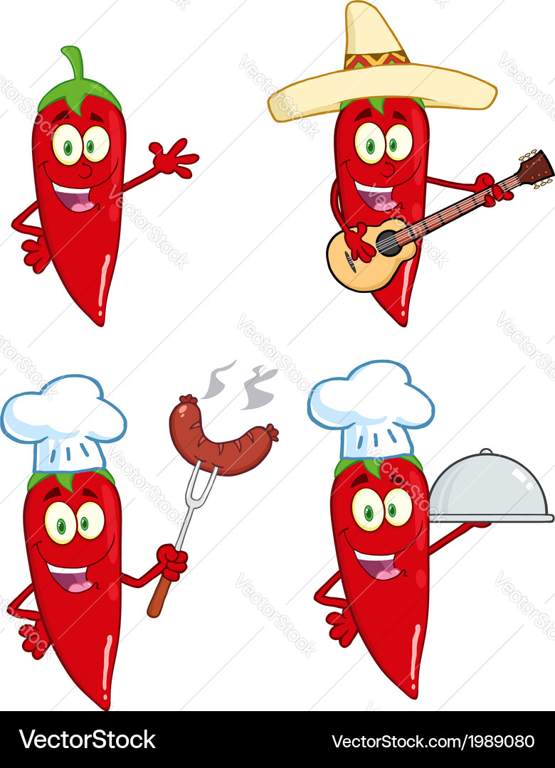 Cute Chilli Pepper Cartoon Royalty Free Vector Image
