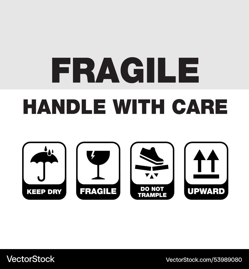 Fragile package icon handle with care logistics Vector Image