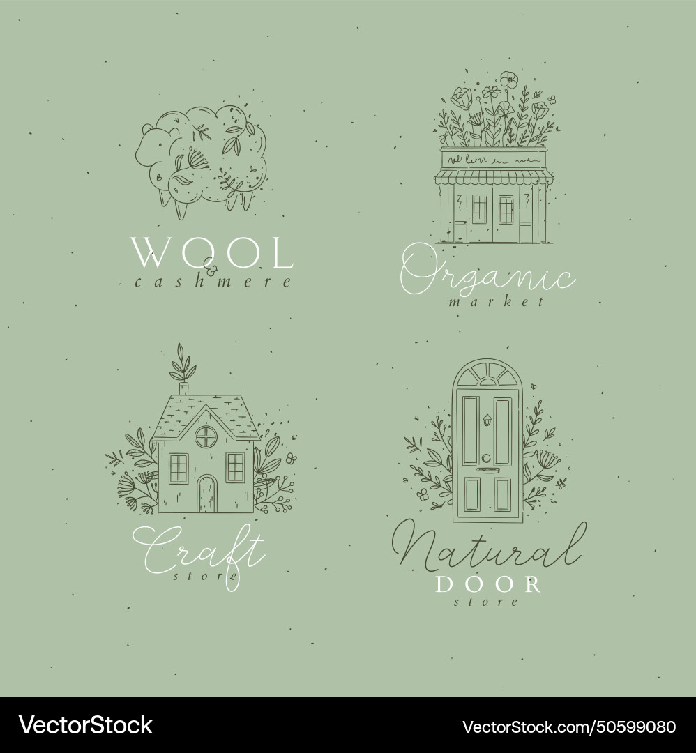 Hand drawn sheep store house door labels Vector Image