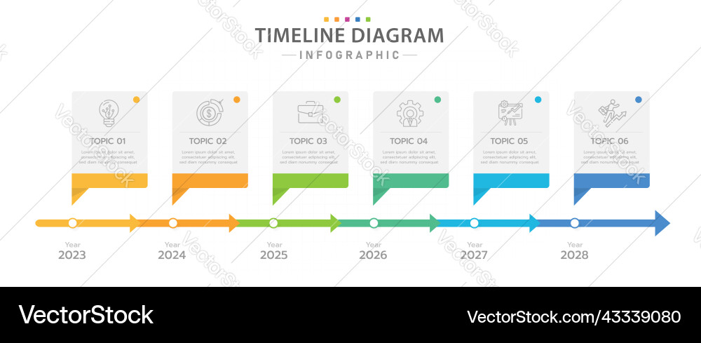 Infographic 6 steps timeline with yearly topics Vector Image