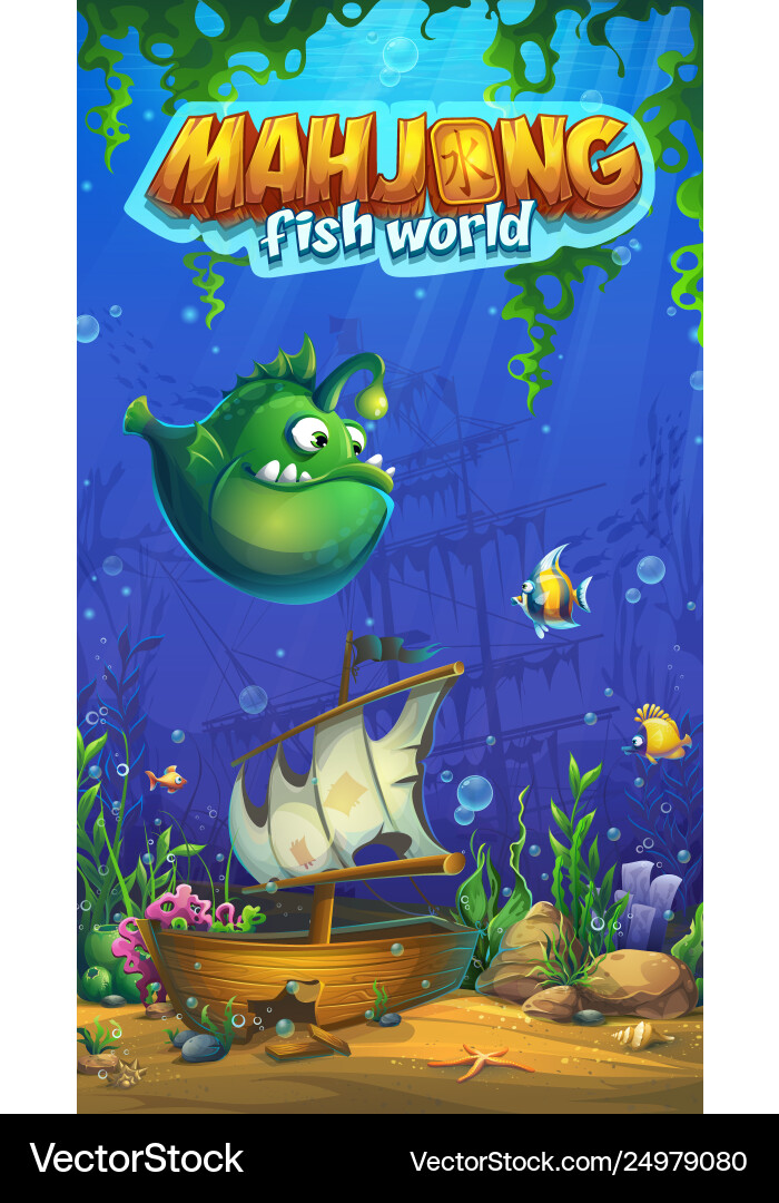 Mahjong fish world mobile Royalty Free Vector Image