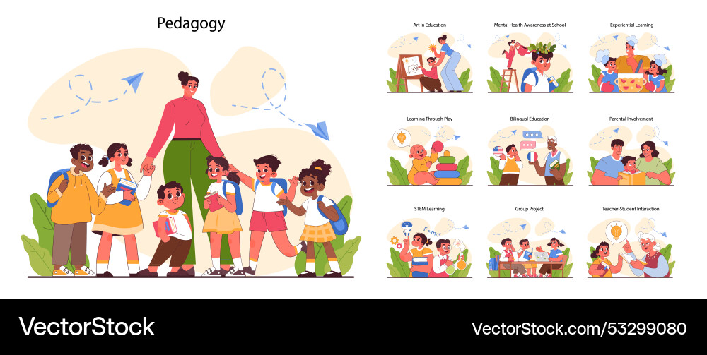Pedagogy set methods of children upbringing Vector Image Pedagogy set methods of children upbringing Vector Image