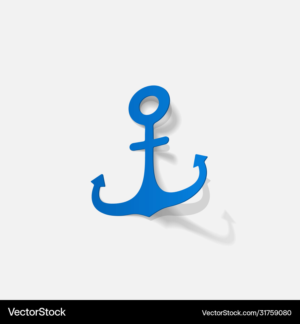 Realistic paper sticker anchor Royalty Free Vector Image