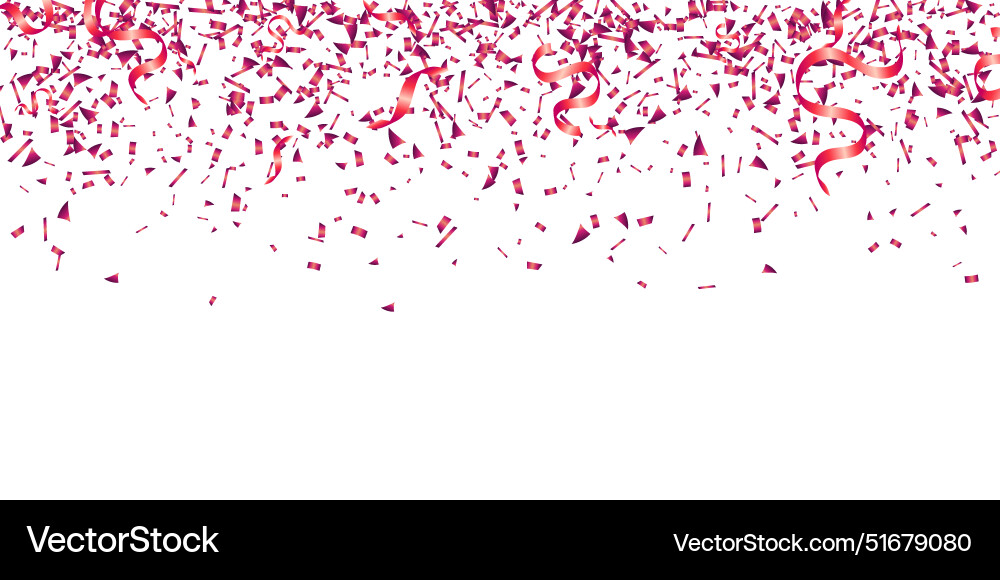 Red confetti and ribbon falling celebration event Vector Image