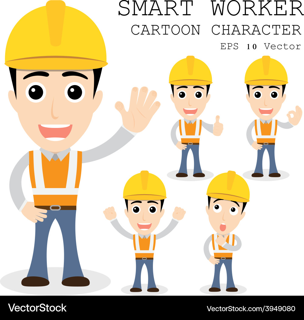 Smart worker cartoon character eps 10 Royalty Free Vector