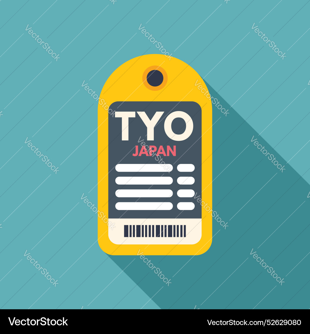 Yellow luggage tag with tyo japan airport code Vector Image