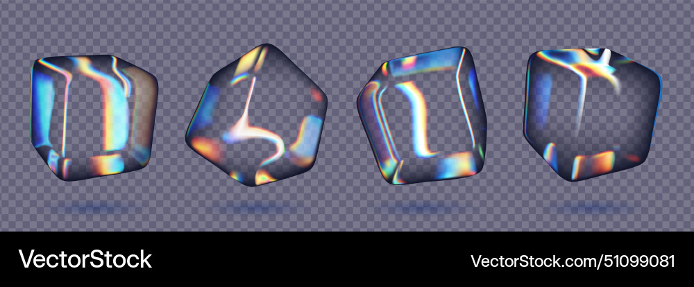 3d render glass cube set Royalty Free Vector Image