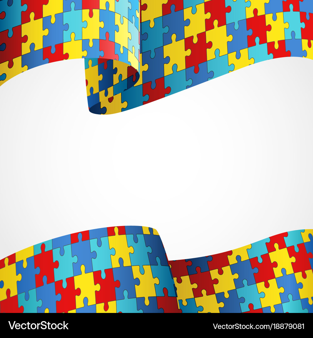 Autism awareness colorful puzzle flag Royalty Free Vector
