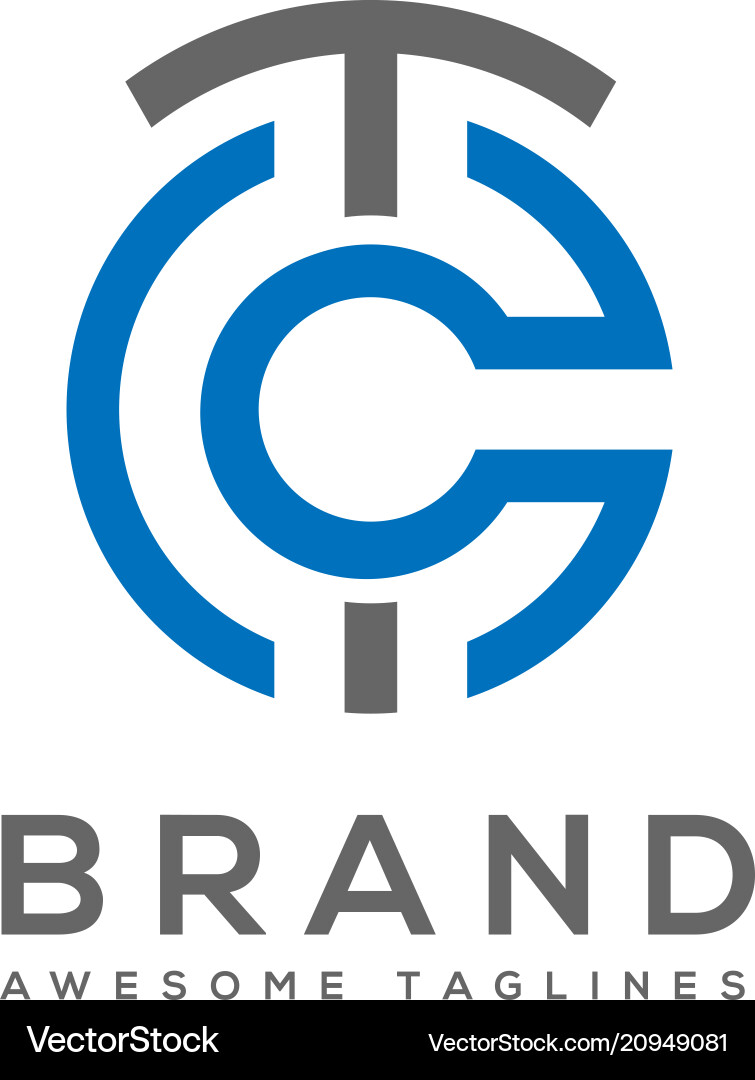 Best tc letter circle style logo Royalty Free Vector Image
