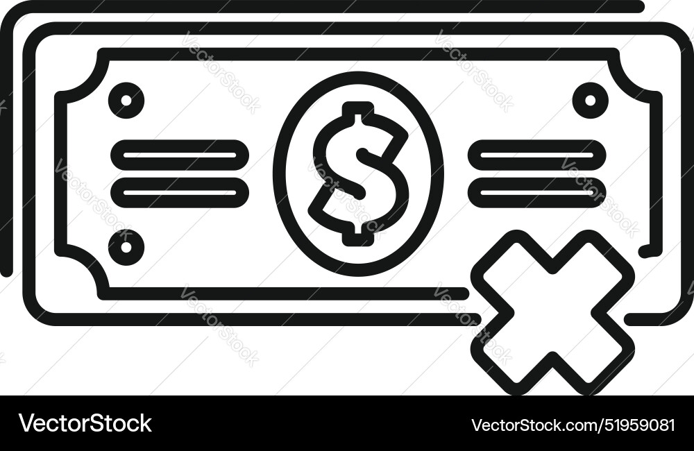Dollar banknote with a cross over representing Vector Image