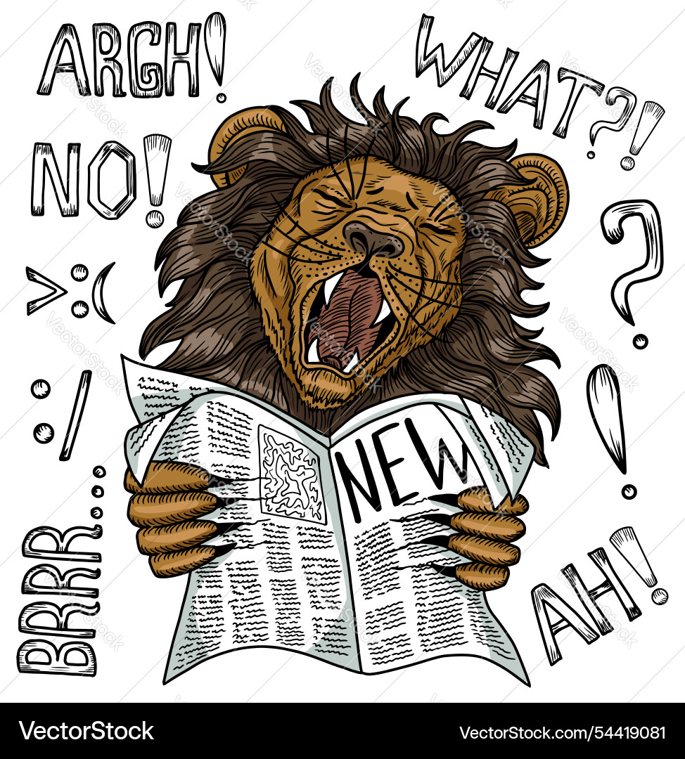 Hand drawn cartoon with lion Royalty Free Vector Image